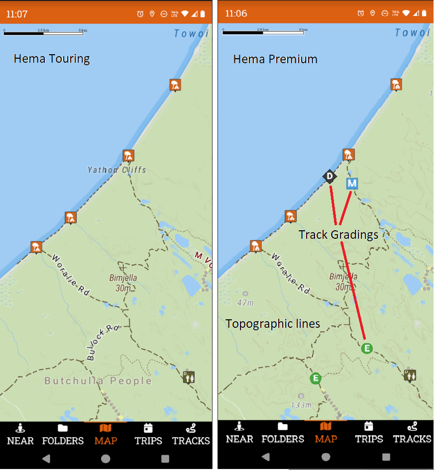 Hema Explorer Premium Vs Touring Maps.